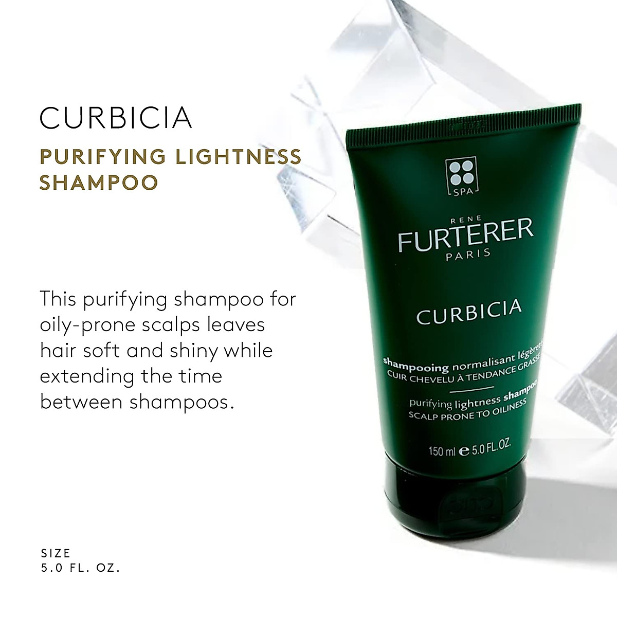 Rene Furterer CURBICIA Normalizing Lightness Shampoo, Oily-Prone Scalp, Sebum Control, 5 oz.