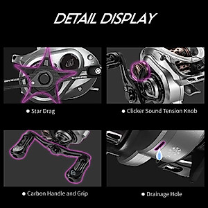 DOVIELLO HICC50 136g/4.8oz Ultralight Baitcaster Reels BFS Reel Baitcasting Fishing Reel 7.1 Gear Ratio 11+1BB 4KG/8.8LB Drag Power Baitcaster Full Carbon High Compact