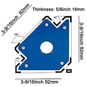 50LBS Arrow Welding Magnet Holder 4pcs 4" Strong Magnetic Metal Working Mig Tools and Equipment Workshop Welder Magnets Welding Clamps 45, 90, 135 Degree Angle