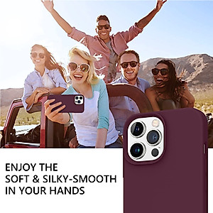GUAGUA Compatible with iPhone 13 Pro Max Case 6.7 Inch Liquid Silicone Soft Gel Rubber Slim Microfiber Lining Cushion Texture Cover Shockproof Protective Phone Case for iPhone 13 Pro Max, Plum Red