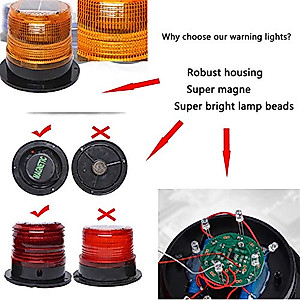 RISOON Solar Strobe Warning Safety Flashing Light/Ceiling Strobe Light, with Strong Magnetic Base Waterproof for Construction, Traffic, Factory, Crane Tower, Boat Navigation (White)