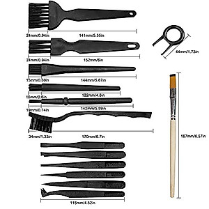 Plastic Handle Anti Static Brushes,Sonku Portable Nylon Cleaning Brushes and Tweezers Keyboard Puller Wooden Brush Wiping Cloth Computer Keyboard Cleaning Brush Kit(Set of 16)