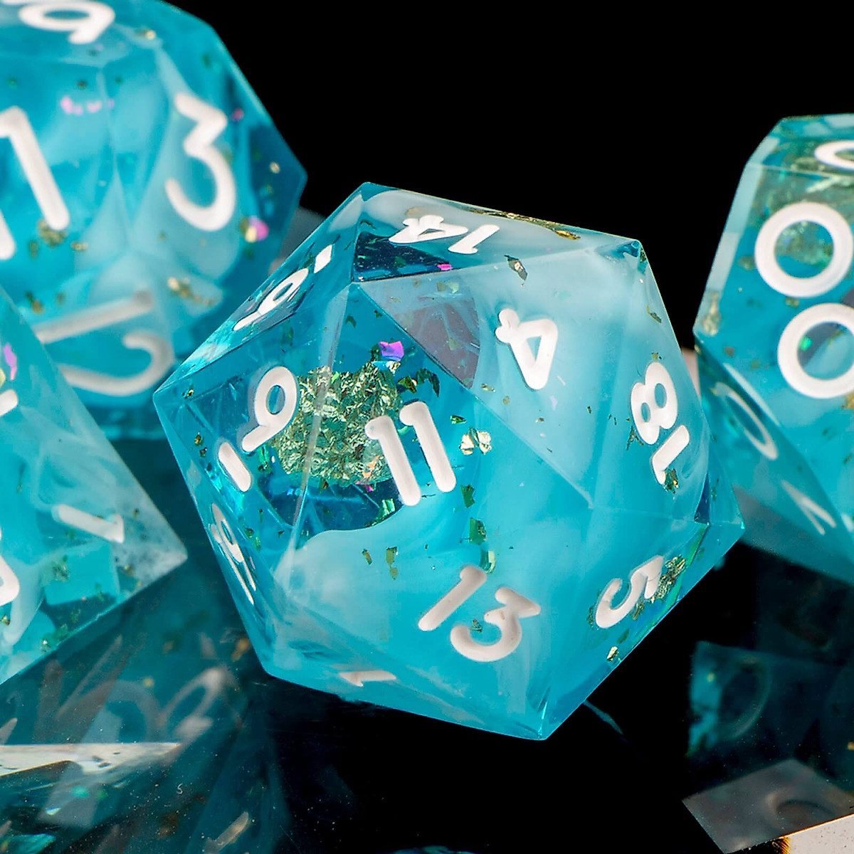 DND Polyhedral Dice Set RUNFNG Resin Sharp Edge D&D Dice 7PCS D+D Transparent RPG Dice for Dungeons and Dragons Accessories, Role Playing Table Game, Warhammer with Metallic Box