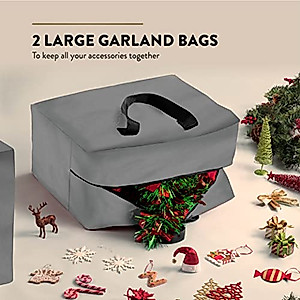 Zober Christmas Tree Storage Bag - for Artificial Trees up- to 9-Ft. Tall - Garland Bag, (2 pc set) Durable Waterproof Material With Stitched Reinforced Carrying Handles