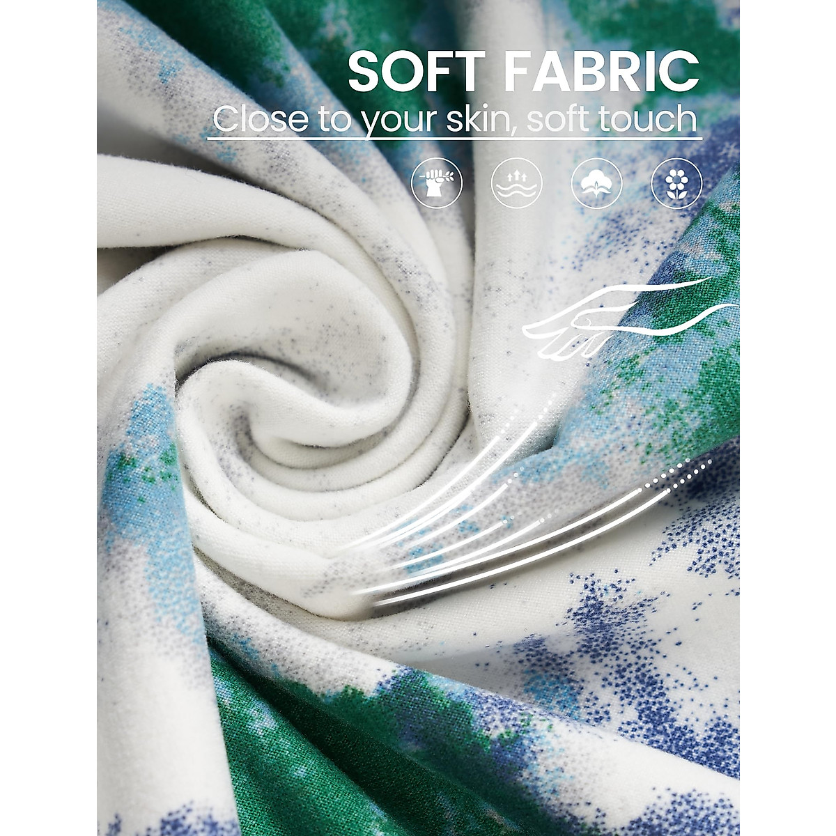 ZOOSIXX Women's Buttery Soft Pajama Pants | Floral Print Drawstring Casual Palazzo Lounge Pants Wide Leg | For All Seasons (B-sky Blue 2, Large)