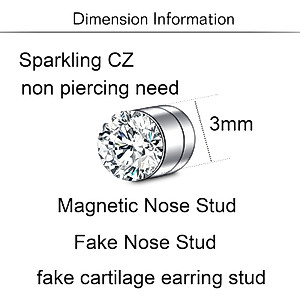 Longita Fake Nose Ring Fake Nose Piercing Magnetic Nose Ring Fake Nose Rings Hoop Clip on Nose Ring Faux Nose Rings for Women Fake Nose Stud Fake Lip Ring Magnetic Nose Stud