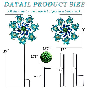 COOZZYHOUR 39" Sea Turtle Wind Spinners Garden Stake-Ocean Theme Outdoor Decorations- Metal Stake Yard Spinner-Wind Sculpture Yard Art Decorations for Patio,Swimming,Lawn & Garden Decor