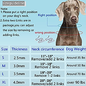 Prong Collar for Dogs, Pinch Collar for Dogs, Adjustable Dog Training Collar with Metal Quick Release Buckle for Small Medium Large Dogs (M Neck: 15"-18''