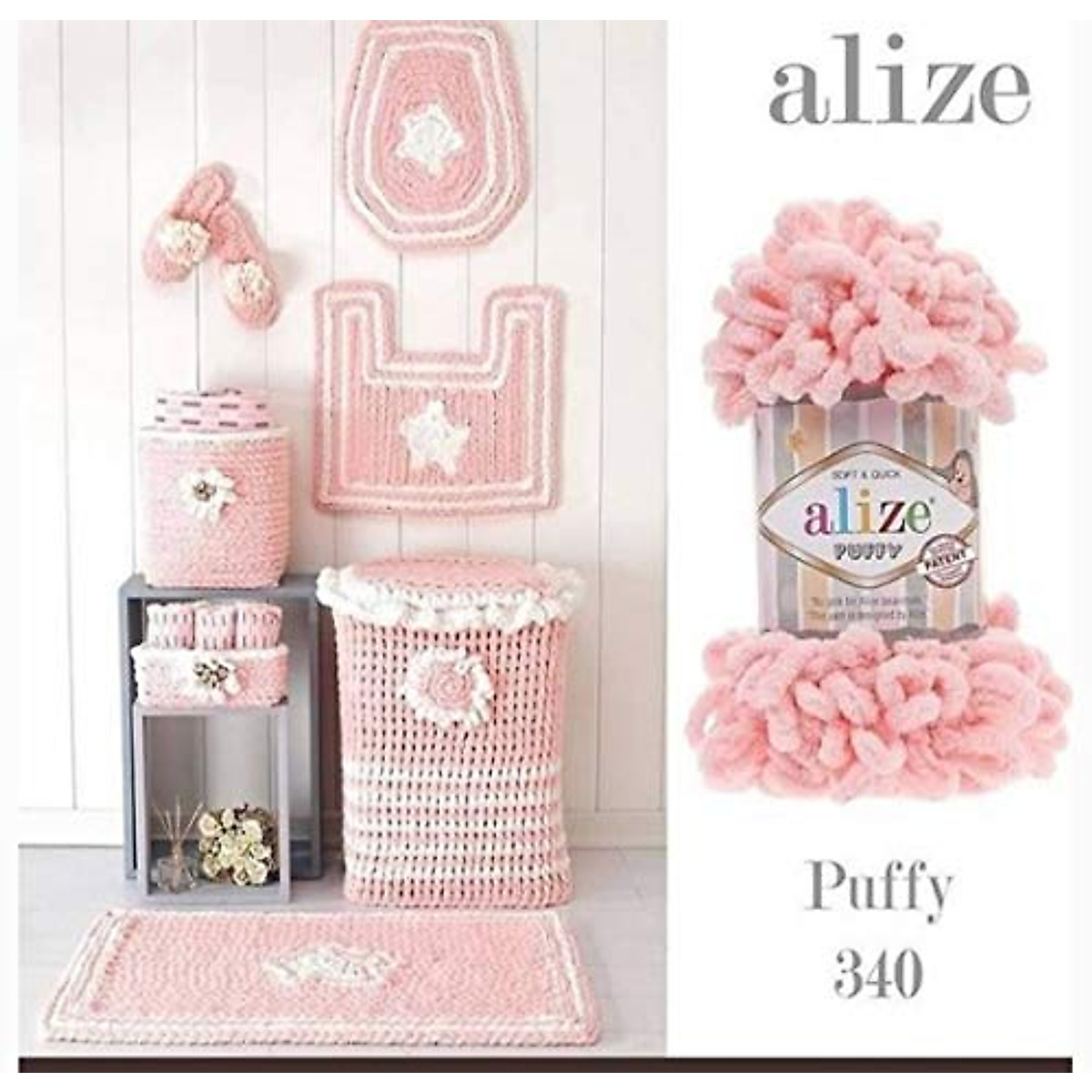 4 skn/Ball Alize Puffy Baby Big Loop Blanket Yarn 100% Micropolyester Soft Yarn 400gr 39.3 yds (55-White)