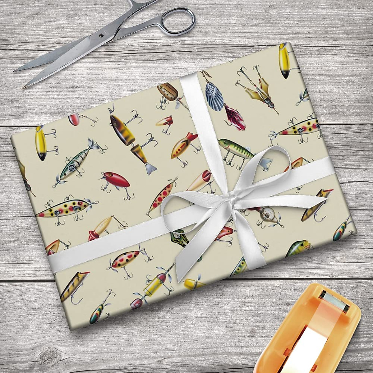 GRAPHICS & MORE Antique Fishing Fish Lures Gift Wrap Wrapping Paper Rolls