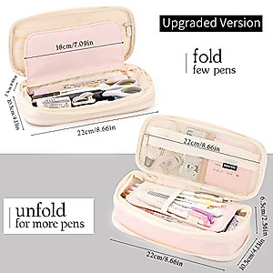 EASTHILL Big Capacity Pencil Case Large Pencil Pouch Stationery Pen Bag for Teen Girls-Pink