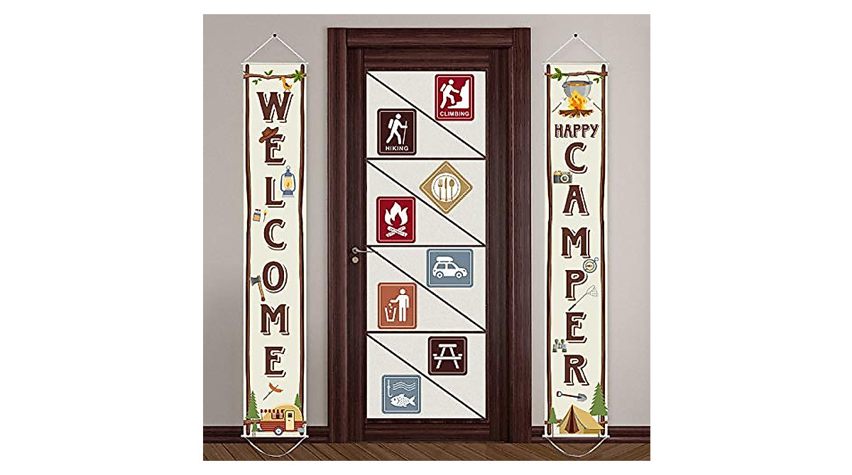 Camping Party Decorations: Big Signs, Banner & Cutouts Set
