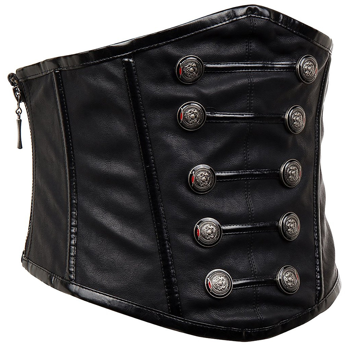 Alivila.Y Fashion Women's Faux Leather Rivet Steampunk Retro Boned Wide Corset Belt 21674-Black-M