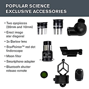 POPULAR SCIENCE AstroMaster 80mm – Portable Refractor Telescope – Ideal Telescope for Beginners – Bonus Digiscoping Smartphone Adapter and Bluetooth