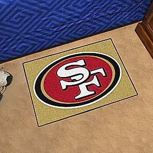 FANMATS 28811 San Francisco 49ers Starter Mat Accent Rug - 19in. x 30in. | Sports Fan Home Decor Rug and Tailgating Mat - 49ers Primary Logo, Gold