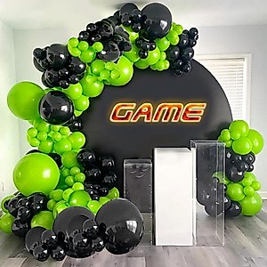 Felice Arts Video Game Balloon Arch Garland Kit Black Green Balloons for Boys Girls Kids Level Favor Game Themed Birthday Graduation Party Decorations