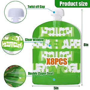 XANGNIER 8 Pack Reusable Food Pouches for Bento Box Accessories,Refillable for Applesauce Yogurt Smoothie & Puree Squeeze Pouch,Fun Lunch Food Storage Containers