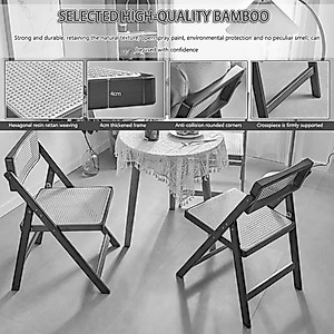 Folding Chairs Household Rattan Weaving Ergonomics Fold Up Chair, Kitchen Bamboo Backrest Dining Chair, Load-bearing150kg/330.7lbs (Color : Primary Color, Size : 82 * 54 * 44.5cm)