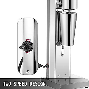 VEVOR Milkshake Maker Kit, Stainless Steel Electric Milkshake Maker, 180W Milkshake Machine, Single Head Classic Milkshake Maker with 800ml Cup, Silver Milkshake Maker Machine, 2 Speed Adjustable