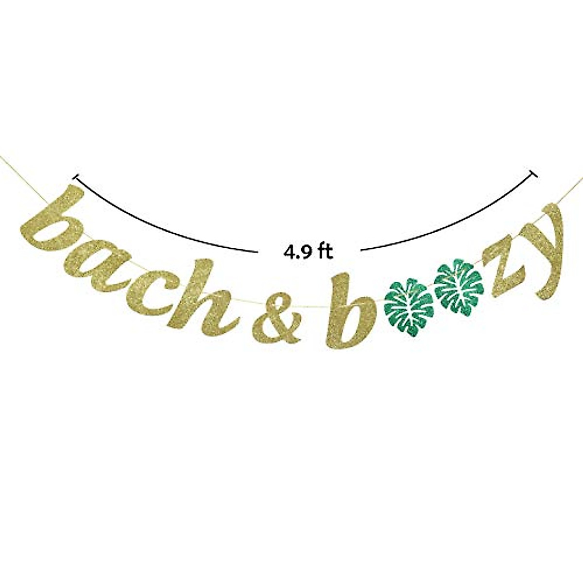 Bach & Boozy Palm Leaf Glitter Gold Banner, Bachelorette Party Banner, Bachelorette Decorations (Gold)