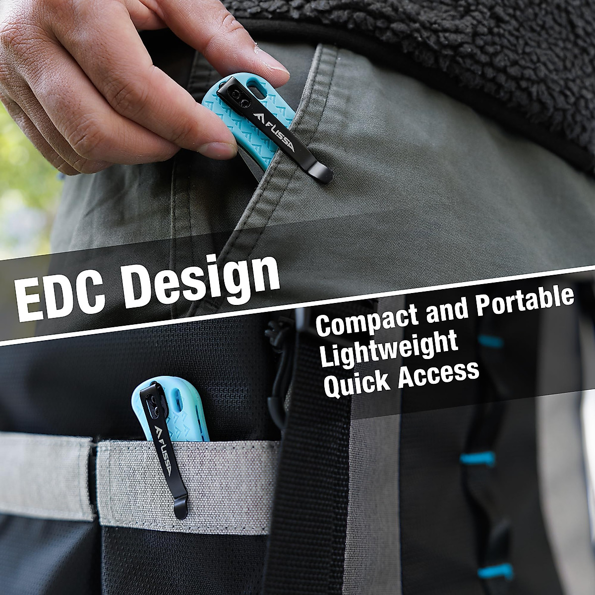 FLISSA 4.5" Folding Pocket Knife, Lightweight EDC Pocket Knife with Axis Lock, 3.2" AUS-8 Steel Blade, Sharp Camping Hiking Knife with Pocket Clip, Unique Tool Gift for Men, Dad (Blue)