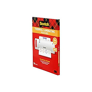 Scotch Matte Thermal Laminating Pouches, Ultra Clear with Matte Finish, Letter Size 8.9 in x 11.4 in, 50-Pack