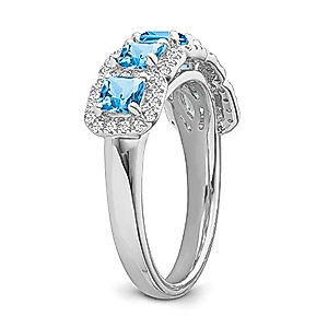 ARAIYA FINE JEWELRY Sterling Silver Diamond and Blue Topaz Ring (1/3 cttw, I-J Color, I2-I3 Clarity), Size 9
