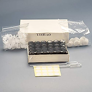 YIZHAO 1ML(1/4 dram) Amber Essential Oils Sample Bottles,Mini glass sample vial with lids, Orifice Reducers, and 2 Transfer Eye droppers-24 Pcs