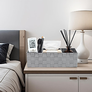 ArcaGuru Bathroom Baskets Organizer, Toilet Tank Baskets Organization Containers Woven Small Basket Decor Storage Holder for Organizing Dresser Bathroom Countertop, Set of 2 (Light Gray)