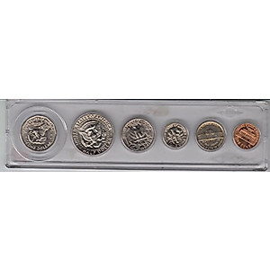 1980 Birth Year Coin Set (6) Coins Dollar, half Dollar, Quarter, Dime, Nickel, and Cent - all dated 1980 and Encased in a Plastic Display Holder Uncirculated
