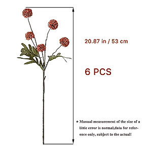 Banllis Artificial Flowers, Fake Flower Faux Plastic Dandelion for Home Decor DIY Wedding Kitchen Garden, Crown, Party, Hotel, Table - 6pcs