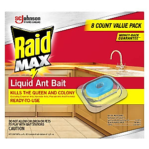 Raid Max Liquid Ant Bat; Kills Ants Where They Breed, For Indoor and Outdoor Use; 8 Bait Stations