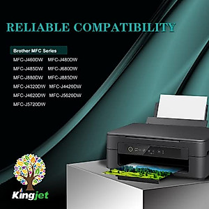 Kingjet Compatible High Yield 203XL Ink Cartridge Replacements for Brother Printer Ink LC203 for MFC-J4420DW, MFC-J4620DW, MFC-J5620DW, MFC-J480DW, MFC-J880DW, MFC-J680DW, (5BK, 3C, 3M, 3Y)