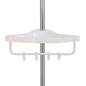 LOYALHEARTDY Rustproof Shower Caddy Corner for Bathroom 4 Tier Bathroom Corner Shower Caddy Bathtub Shower Storage Organizer, 43"~122" Adjustable Height (White)