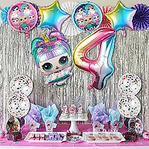 Rekcopu Birthday Party Decoration Surprise Doll Balloon for 4th Birthday Party Supplies (Pink-4)