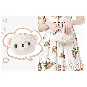 Hipi-shop Bear lolita plush Japanese cute Plush bag Creative shoulder bag Wallet Purse CrossBody bag for women and Girls (Black)