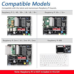 Freenove Projects Kit for Raspberry Pi 5 4 B 3 B+ 400 Zero 2 W, Simple Wiring, 860-Page Detailed Tutorial, Python C Java Scratch Processing Code, 132 Projects (Raspberry Pi NOT Included)