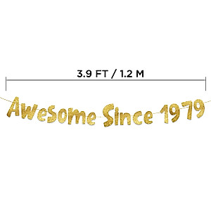 Awesome Since 1979 Gold Glitter Banner - 45th Birthday and Anniversary Party Decorations