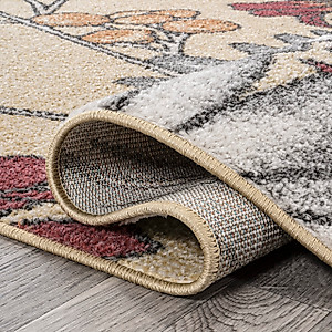 JONATHAN Y CTP203A-4 Dizi Modern Botanical Wildflower Indoor Area -Rug, Contemporary, Floral, Tropical Easy -Cleaning,Bedroom,Kitchen,Living Room,Non Shedding, Yellow/Ivory/Red, 4 X 6