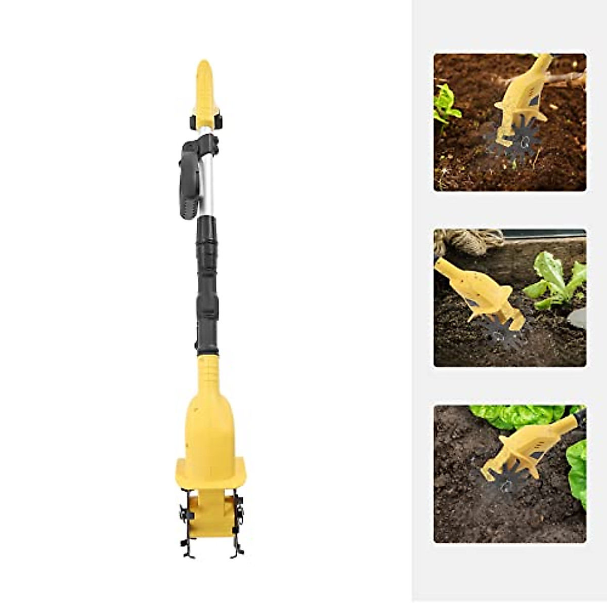 LOYALHEARTDY Cordless Tiller Cultivator, 20V 250RPM Electric Tiller Battery Powered Garden Cultivator with 2AH Rechargeable Battery Fast Charger