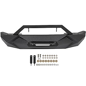 cciyu Rront Bumper and Rear Bumper Compatible for Jeep 2007-2018, Wrangler JK with D-ring with and Tire Carrier