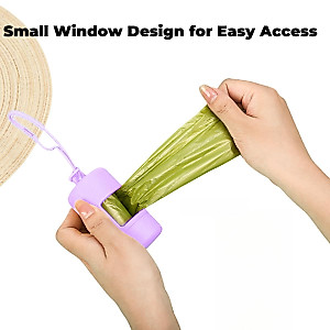 QMEAKMONY Dog Poop Bag Holder for Leashs Compact and Lightweight Dog Poop Bag Dispenser Dog Waste Bag Holder Easy Replacement and Cleaning with 1 Dispenser and 15 Bags (Purple)