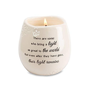 Pavilion Gift Company 19176 In Memory Light Remains Ceramic Soy Wax Candle , White 8 oz