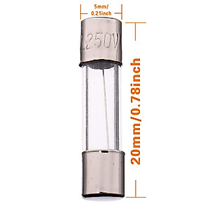 HUAREW 15 Values 150 Pcs Fast Blow Glass Fuses 250V Volt 5x20 mm 0.5 1 2 3 5 10 A 6x30 mm 1 2 3 5 7 8 10 15 20 A amp Assortment Kit