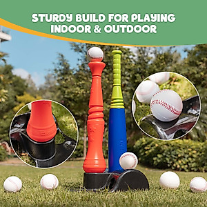 CeleMoon T Ball Sets for Kids 3-5, Baseball Softball Bat Toys Set Batting Tee for Toddlers, 6 Balls Included, for Boys Girls Age 3 Years Indoor Outdoor Sport Playing Game, Blue