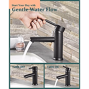 KUZOR Bathroom Faucets 1 or 3 Hole Single Handle Bathroom Sink Faucet Solid Brass Matte Black Bathroom Faucet with Optional Deck Plate 4 Inch Centerset Pop Up Drain and Water Supply Hoses Included