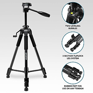 Polaroid 57-Inch Photo/Video Tripod with Deluxe Tripod Carrying Case for Digital Cameras and Camcorders