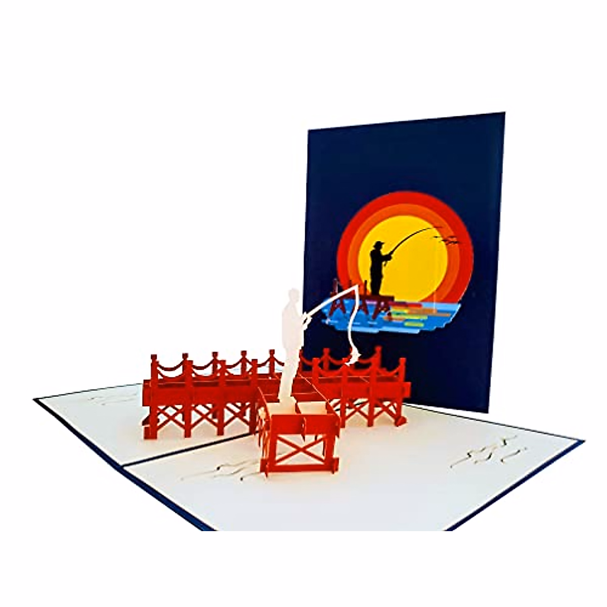 iGifts And Cards Fisherman 3D Pop Up Greeting Card - Happy Birthday Dad, Gone Fishing Retirement, Fathers Day Fishing, Thank You Fisherman, Get Well Grandpa, Son, Friend - 5x7