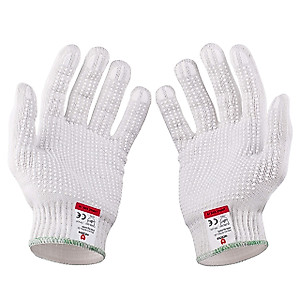 NoCry Heavy Duty Cut Resistant Work Gloves — Durable Cut Resistant Gloves with Grip Dots, Level 5 Cutting Gloves for Chefs, Perfect Wood Carving Gloves, Anti Cut Gloves for Glass Handling, Chef Gloves