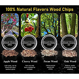 Cocktail Smoker Kit, Old Fashioned Kit for Whisky Bourbon, with Torch - Four Flavors Smoking Wood Chips, Drink Smoker Infuser Kit , Bar Set, Gifts for Him/Father/Husband/Friends（no Butane